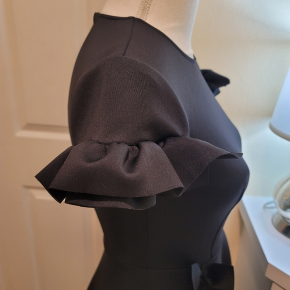 Ted Baker | Dresses | Ted Baker Black Dress Ruffles Sleeves And Pockets ...